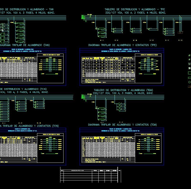 Table Of Charges And Diagram Unifilar DWG Block for AutoCAD • Designs CAD