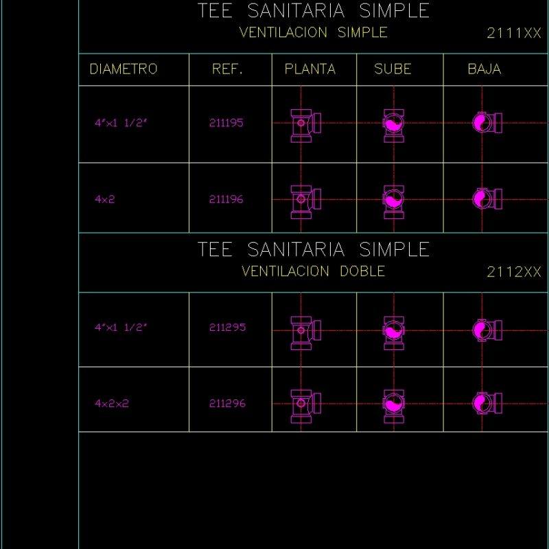Valves Tubes And Pieces- Tee Pavco DWG Block for AutoCAD • Designs CAD