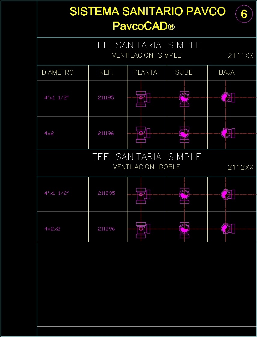 Valves Tubes And Pieces- Tee Pavco DWG Block for AutoCAD • Designs CAD