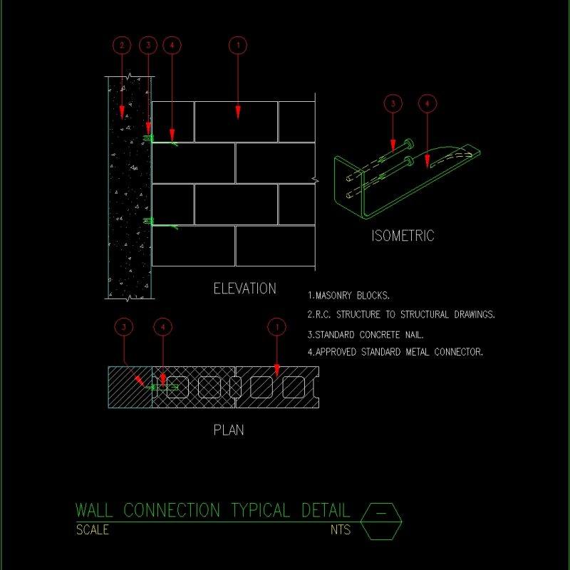Wall Connection Details DWG Detail for AutoCAD • Designs CAD