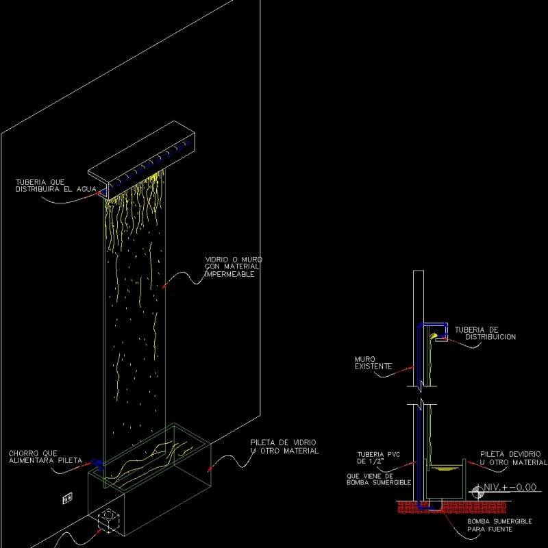 Wall With Waterfall DWG Block for AutoCAD • Designs CAD