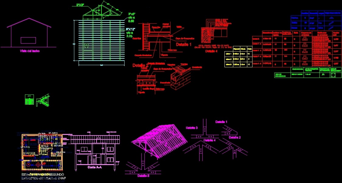 Wooden Structure, With Brick And Beam Shap DWG Detail for AutoCAD ...