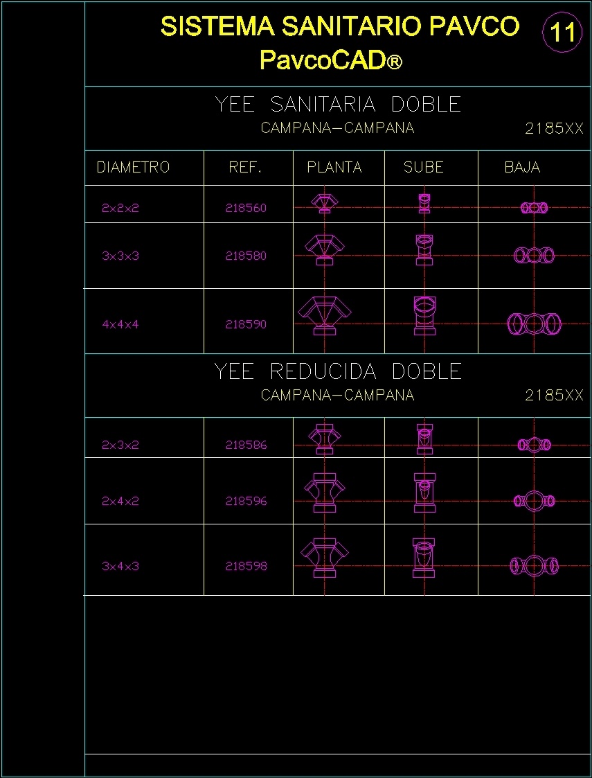 Yee - Valves Tubes And Pieces DWG Block for AutoCAD • Designs CAD