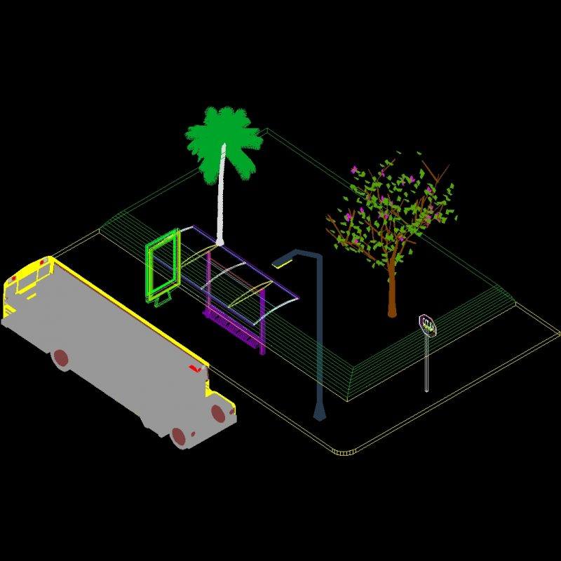 Bus Stop 3D DWG Full Project for AutoCAD • Designs CAD