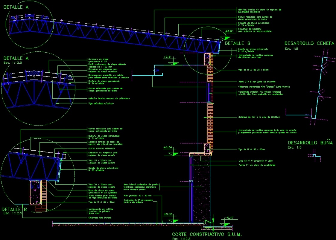 Constructive Section Floor -Roof - Reticular Structure DWG Section for ...