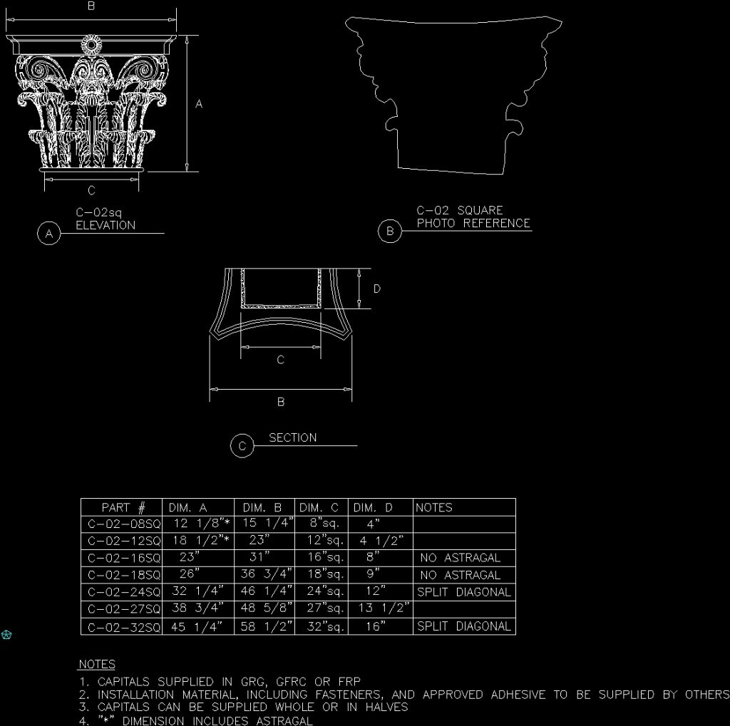Corinthian Capitals DWG Section for AutoCAD • Designs CAD
