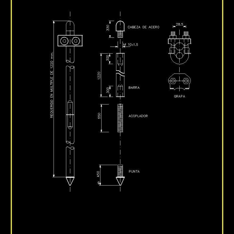 Detail Bar Ground Connection DWG Detail for AutoCAD • Designs CAD