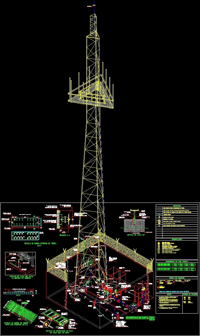 Electric Plane Of Auto-Supported Tower Of Cellular Telephony DWG Block ...