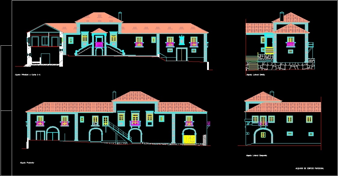 Elevations Of Parish Building DWG Elevation For AutoCAD Designs CAD