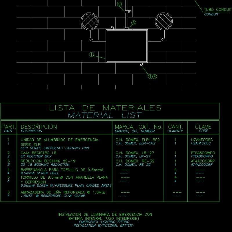 Emergency Lighting Fitting DWG Detail for AutoCAD • Designs CAD