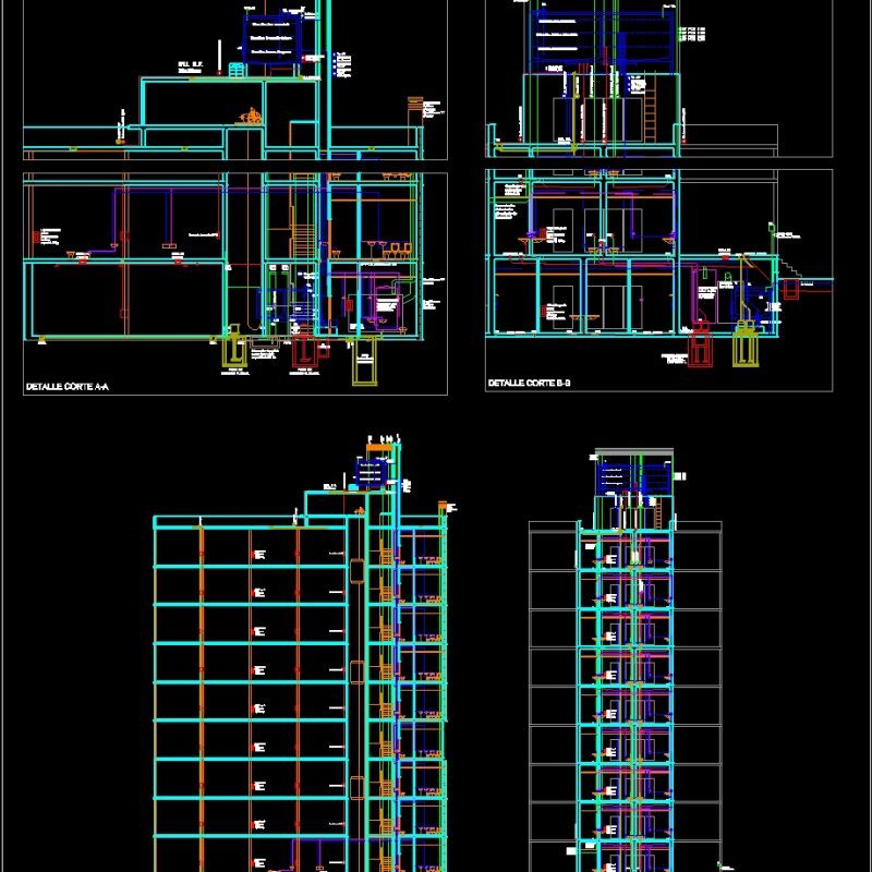 Example Sanitary Installation At Offices Building - Sections DWG ...