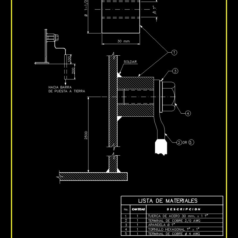 Ground Connection DWG Section for AutoCAD | DesignsCAD