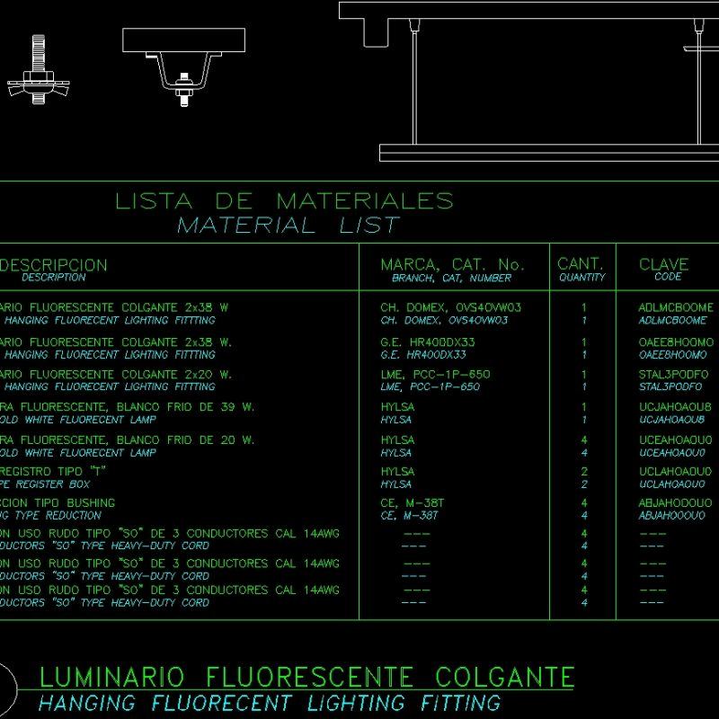 Hanging Fluorescent Light DWG Detail for AutoCAD • Designs CAD