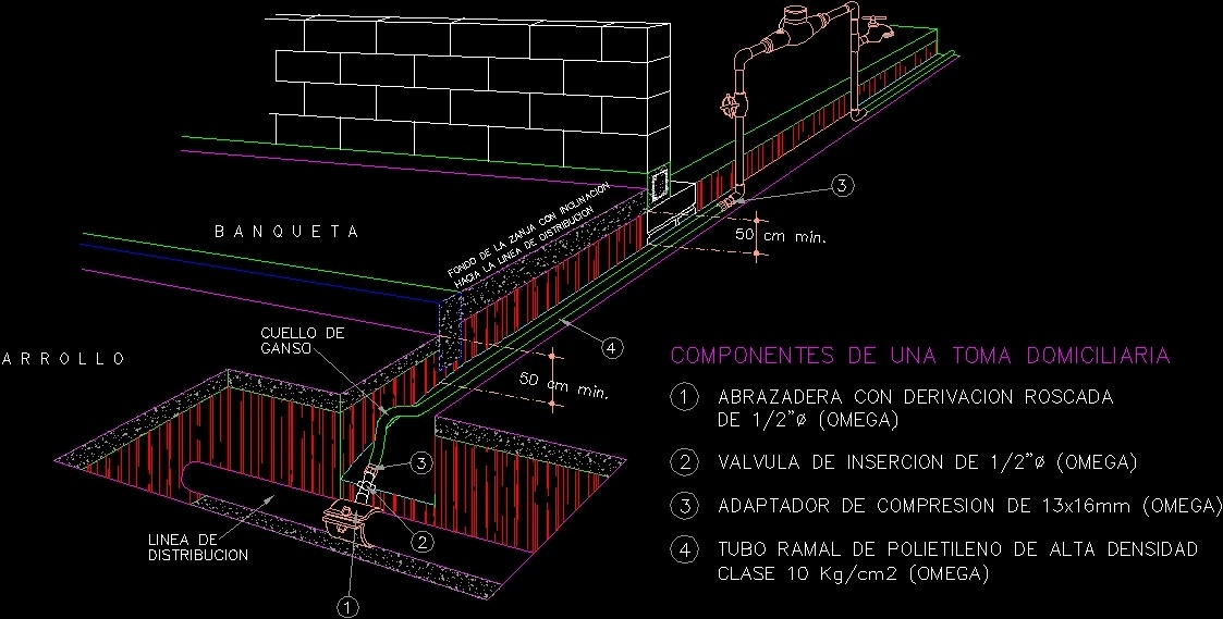 Isometric View Of Domiciliary Tap DWG Detail for AutoCAD • Designs CAD