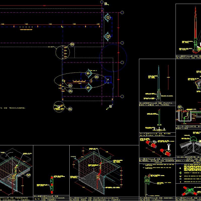 Lighting Rod Tower Installation DWG Detail for AutoCAD • Designs CAD