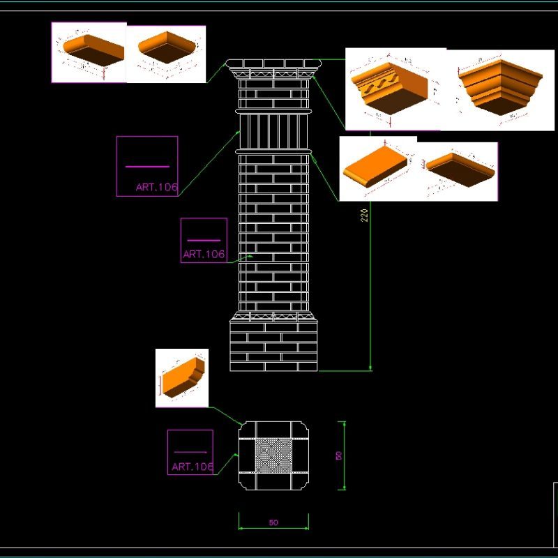 Pillar Of Plums DWG Detail for AutoCAD • Designs CAD