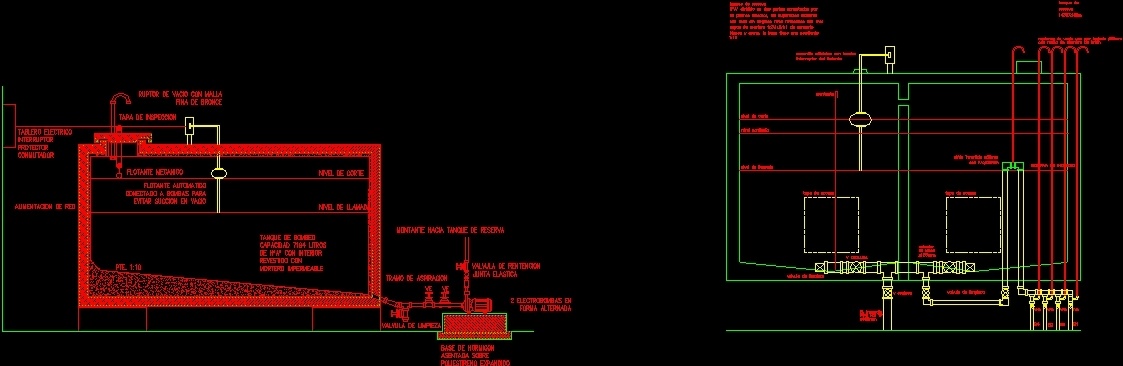 Pumping Tank And Reservoir Tank - Section DWG Section for AutoCAD ...