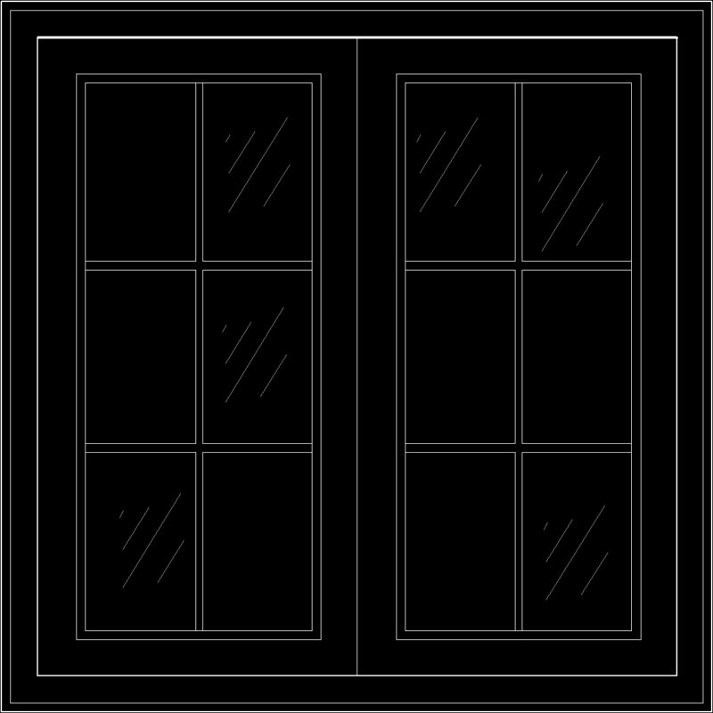 100×100 Cm Window Jamb 2 Leaves DWG Elevation for AutoCAD • Designs CAD