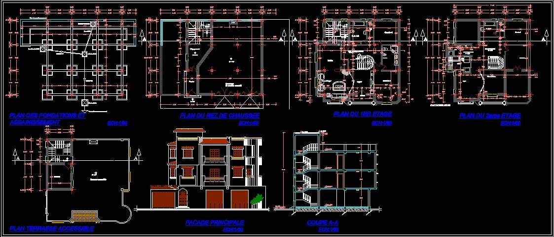 2 Apartments And 1 Studio Plus Ground Floor Shop--Villa DWG Block for ...