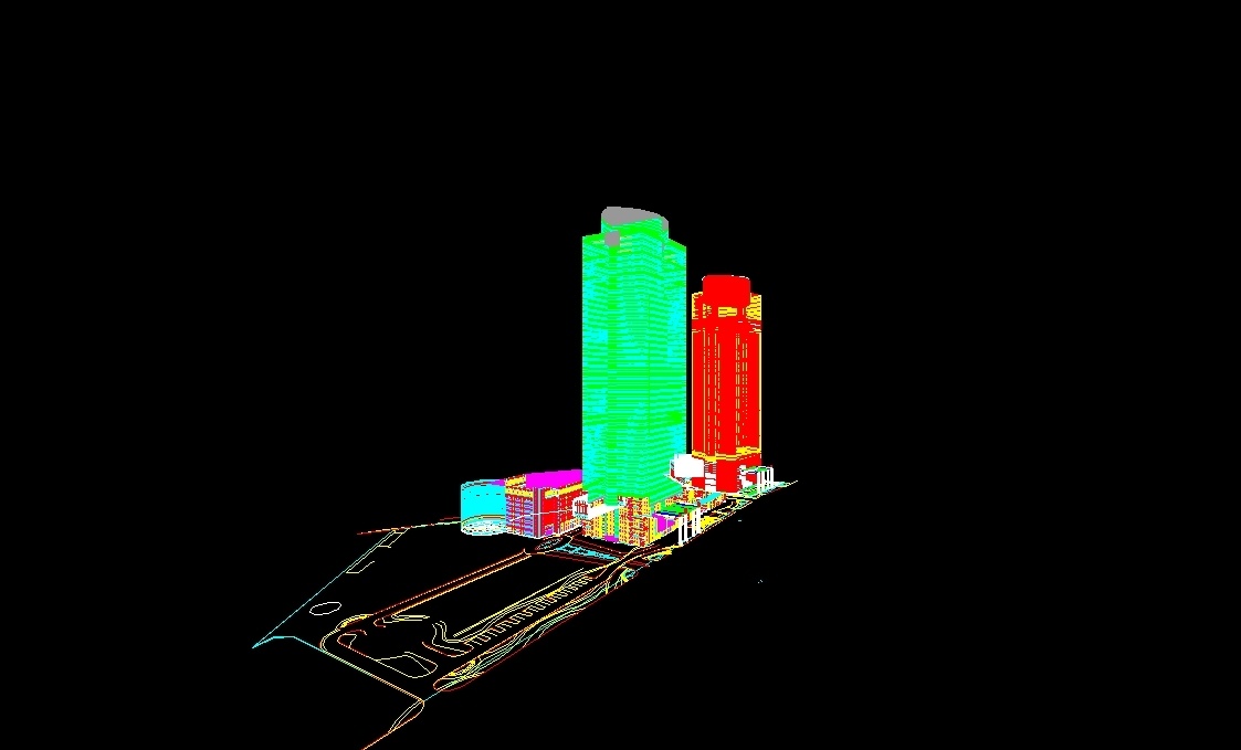 50 Stories High - Rise Building 3D DWG Model for AutoCAD • Designs CAD
