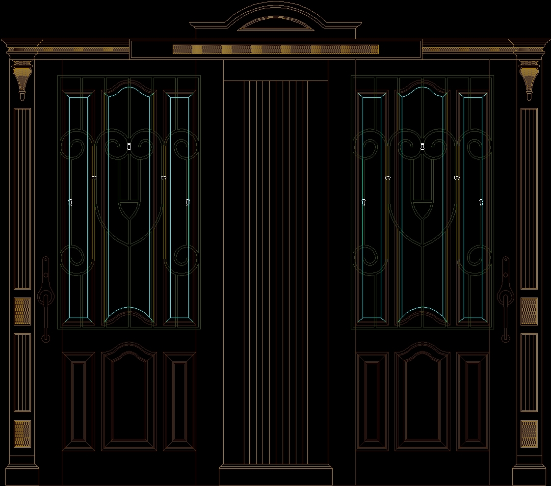 Access Facade With Artistic Doors DWG Block for AutoCAD • Designs CAD