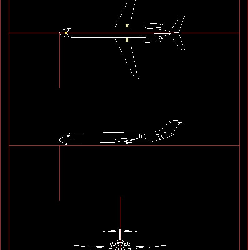 Aircraft Drawings, Actual Dimensions 4 Views DWG Block for AutoCAD ...