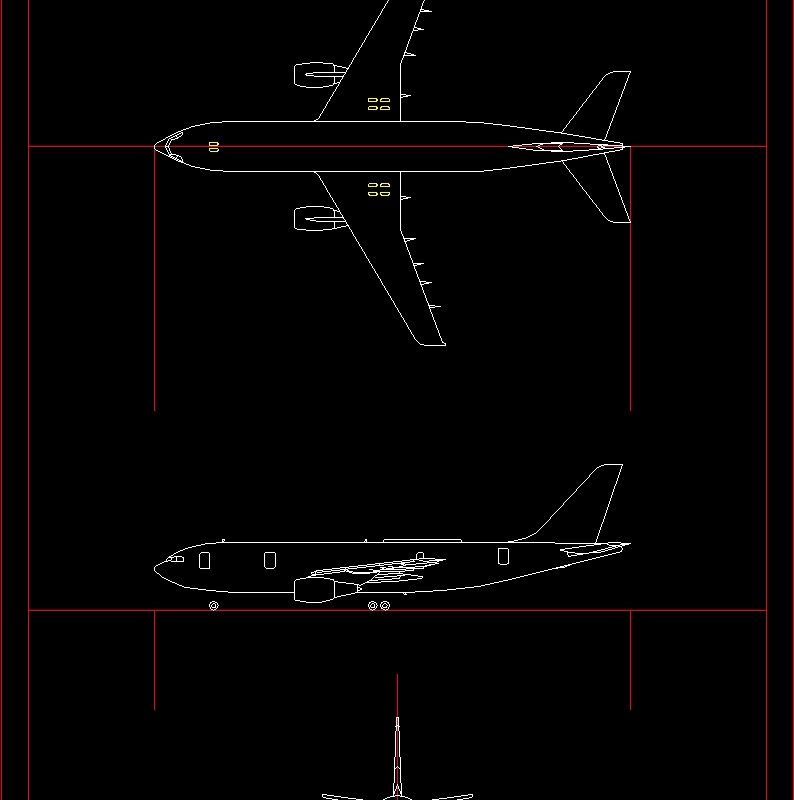 Aircraft Drawings, Actual Dimensions 4 Views DWG Block for AutoCAD ...