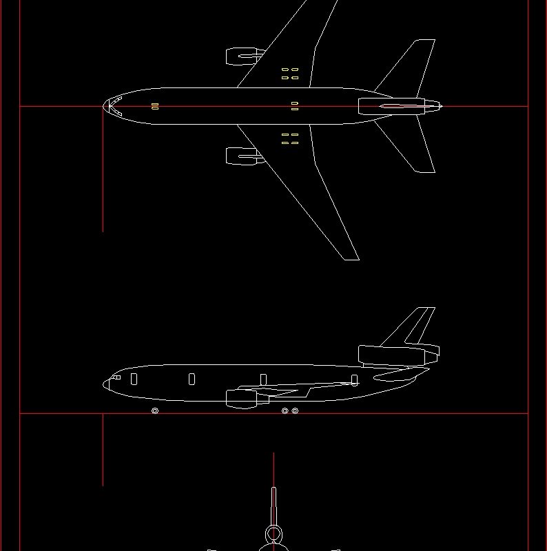Aircraft Drawings, Actual Dimensions 4 Views DWG Block for AutoCAD ...