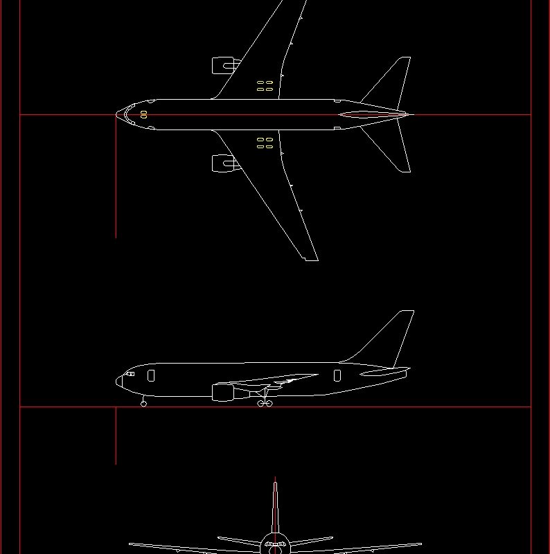 Aircraft Drawings, Actual Dimensions 4 Views DWG Block for AutoCAD ...