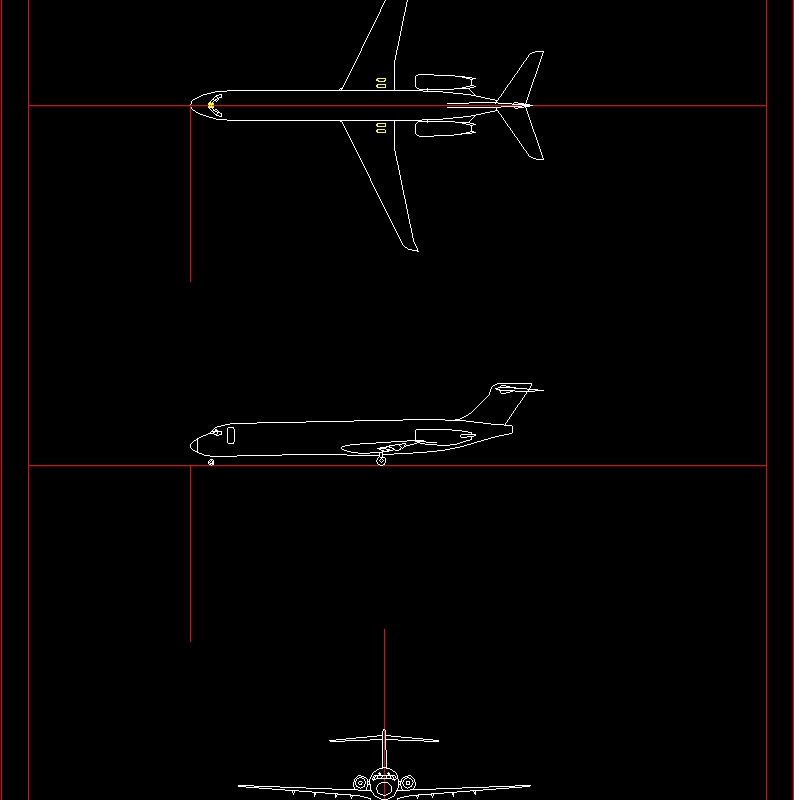Aircraft Drawings, Actual Dimensions 4 Views DWG Block for AutoCAD ...