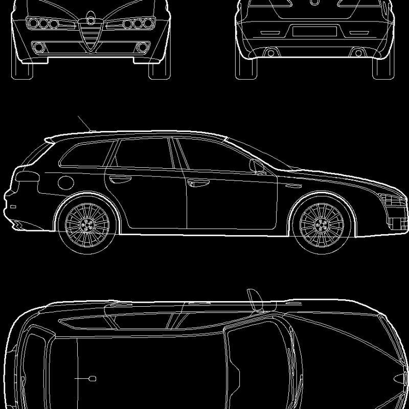 Alfa Romeo 159 Sportwaton 2006 DWG Plan for AutoCAD • Designs CAD