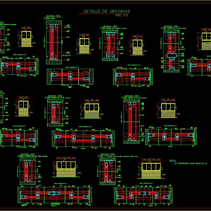 Aluminium Sliding Window DWG Detail for AutoCAD • Designs CAD