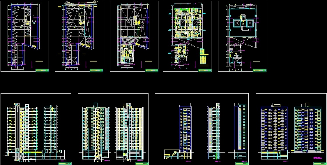 Apartment Building - Eight Floors DWG Block for AutoCAD • Designs CAD