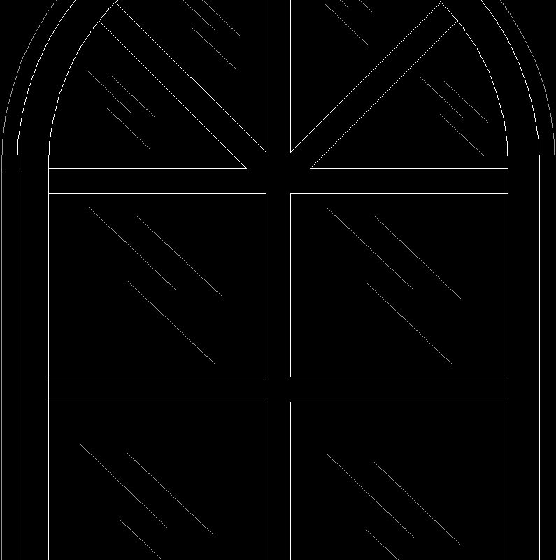 Arch-Type Window 2 Sheets Of 100x160 Cm DWG Elevation for AutoCAD ...