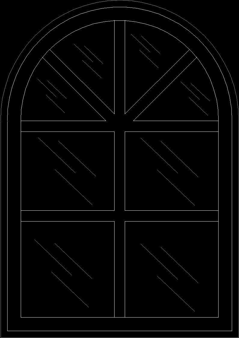Arch-Type Window 2 Sheets Of 100x160 Cm DWG Elevation for AutoCAD ...