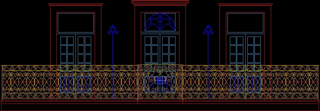 Balcony With Forged Railing DWG Block for AutoCAD • Designs CAD