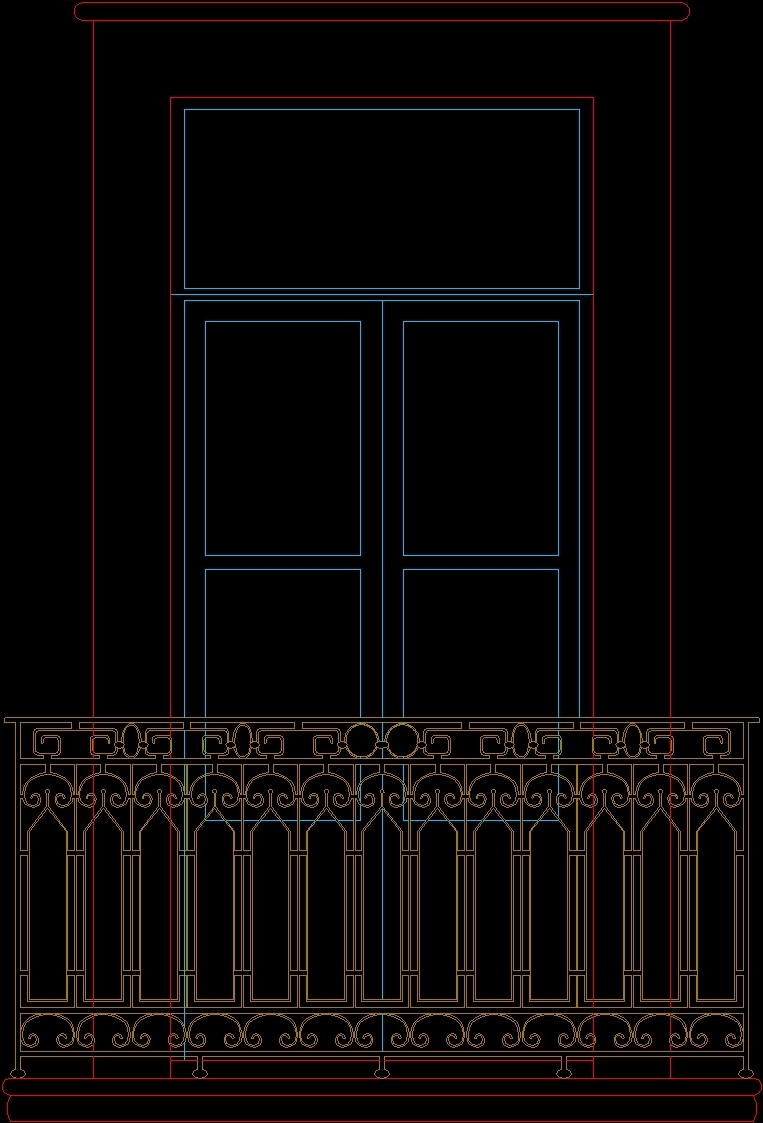 Balcony With Railing In Forged Iron DWG Block for AutoCAD • Designs CAD
