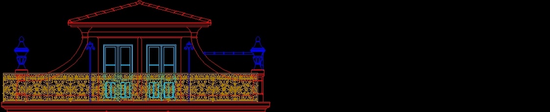 Balcony With Railing In Forged Iron DWG Block for AutoCAD • Designs CAD