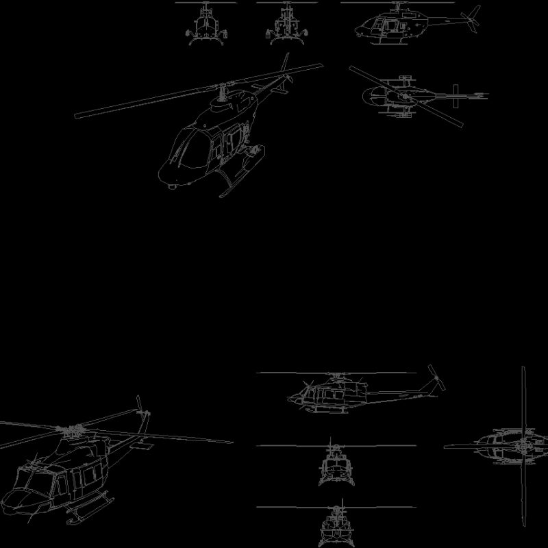 Beel Helicopter DWG Block for AutoCAD • Designs CAD
