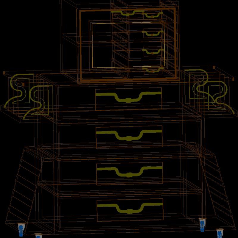 Birch Wood Furniture Dresser And Chest DWG Block for AutoCAD • Designs CAD