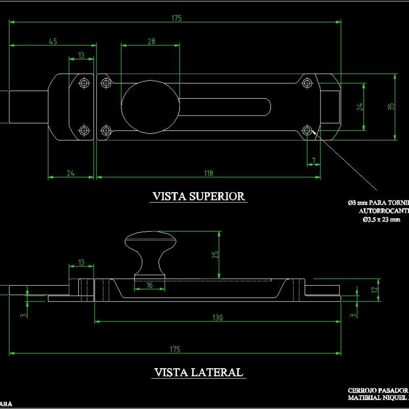 Bolt Vertical Pin - Nickel DWG Block for AutoCAD • Designs CAD