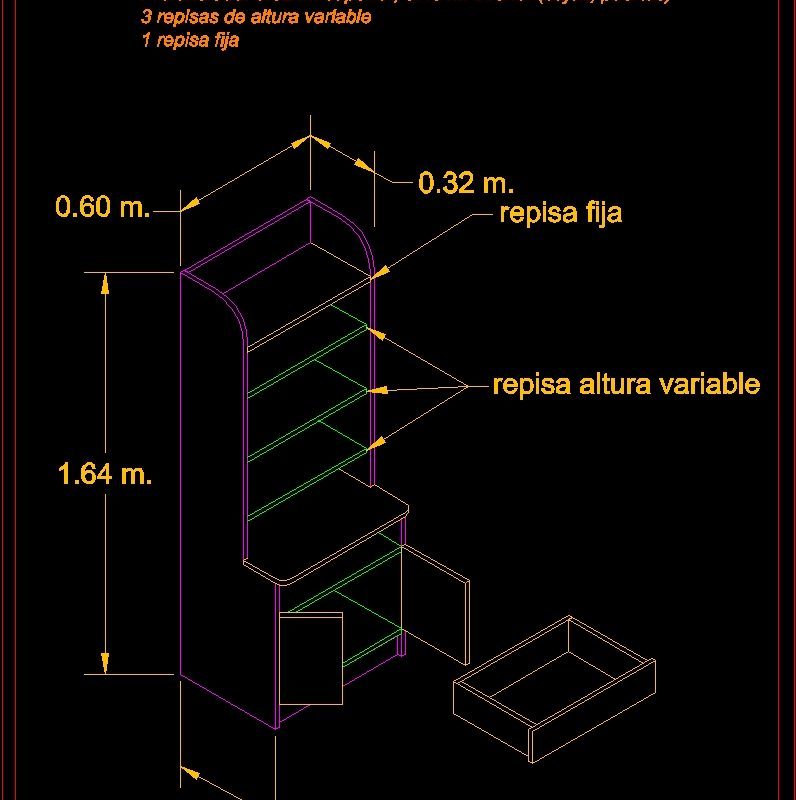Bookcase 2D DWG Block for AutoCAD • Designs CAD
