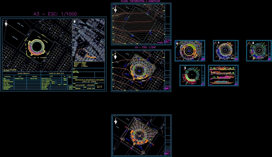 Bullring, Bull Fighting Arena 3D DWG Plan for AutoCAD • Designs CAD