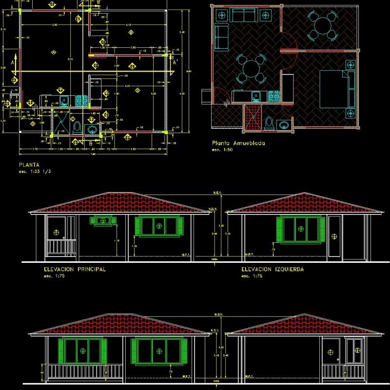 Cabin One Room DWG Elevation for AutoCAD • Designs CAD