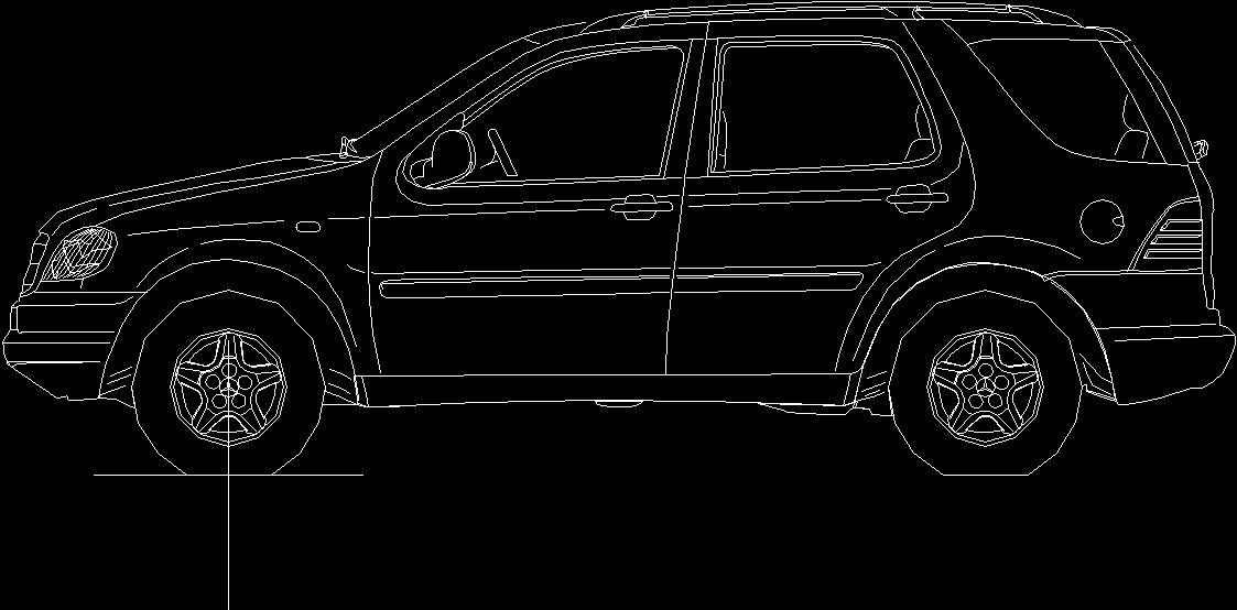 Car Mercedes Benz M-Klasse - Lateral DWG Block for AutoCAD • Designs CAD