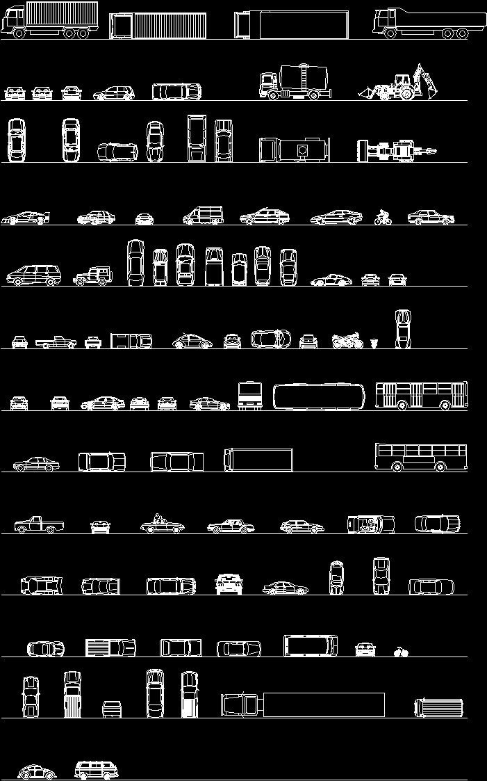 Cars - Trucks In Plan And Elevation 2D DWG Plan for AutoCAD • Designs CAD