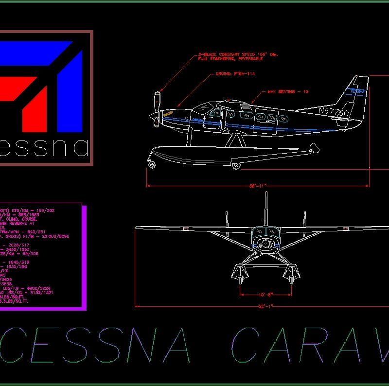 Cessna Caravan Aircraft DWG Detail for AutoCAD • Designs CAD