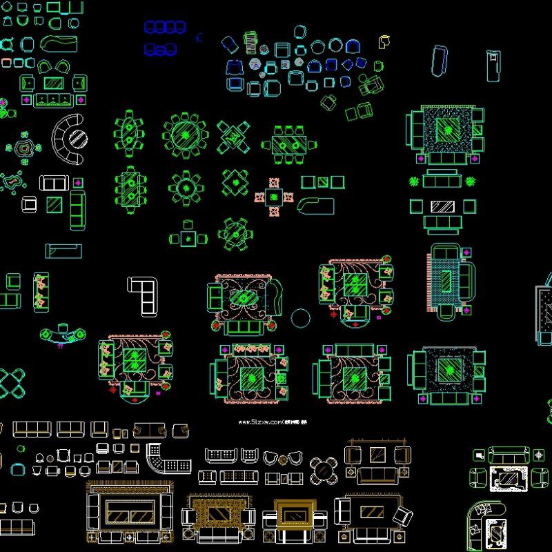 Chairs Table And Sofas DWG Block for AutoCAD • Designs CAD