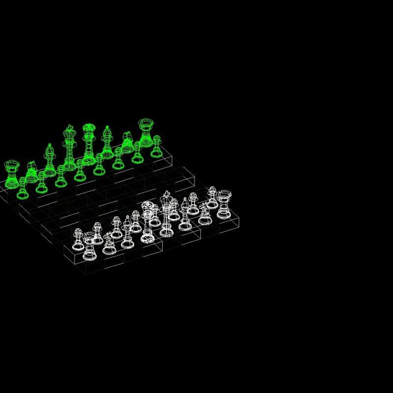 Chessboard And Pieces 3D DWG Model for AutoCAD • Designs CAD