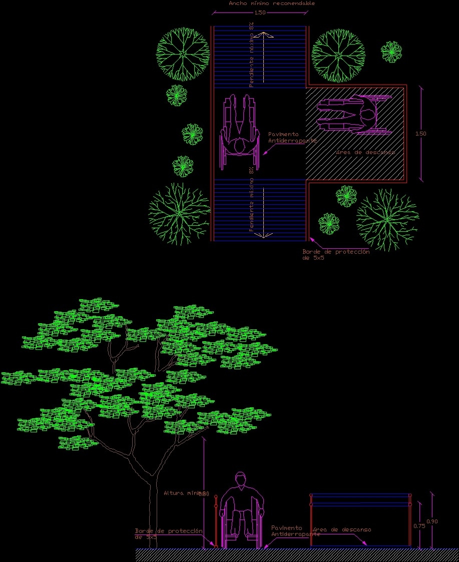 Circulation In Walkway For Disabilities DWG Block for AutoCAD • Designs CAD